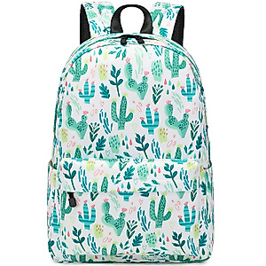 MIRLEWAIY 15.7 inch Kids Travel Backpack for School Girls Elementary, Cactus