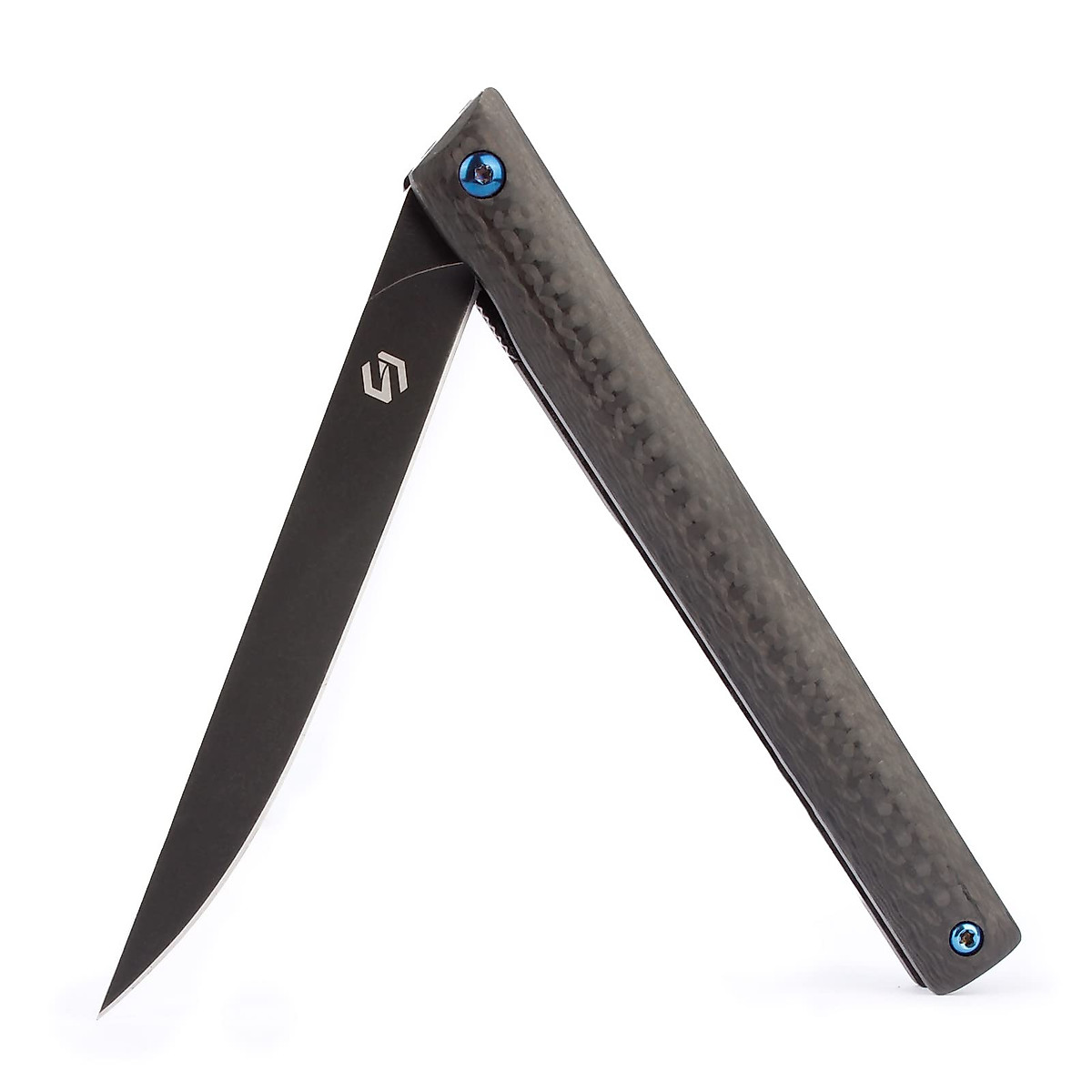 Samior GP035 Small Flipper Pocket Gentlemen's Knife, 3.5 inches Black M390 Drop Point Blades, Carbon Fiber Handle, Titanium Clip, Minimalist Folding EDC Knives