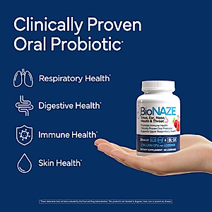 Bionaze Oral Probiotic K12 & BL-04 for Sinus, Tonsil Stones, Bad Breath, Post Nasal Drip, Throat, Mouth, Teeth & Gut - Improve Oral & Respiratory Health. Clinically Proven Oral Probiotic Strains 30 ct