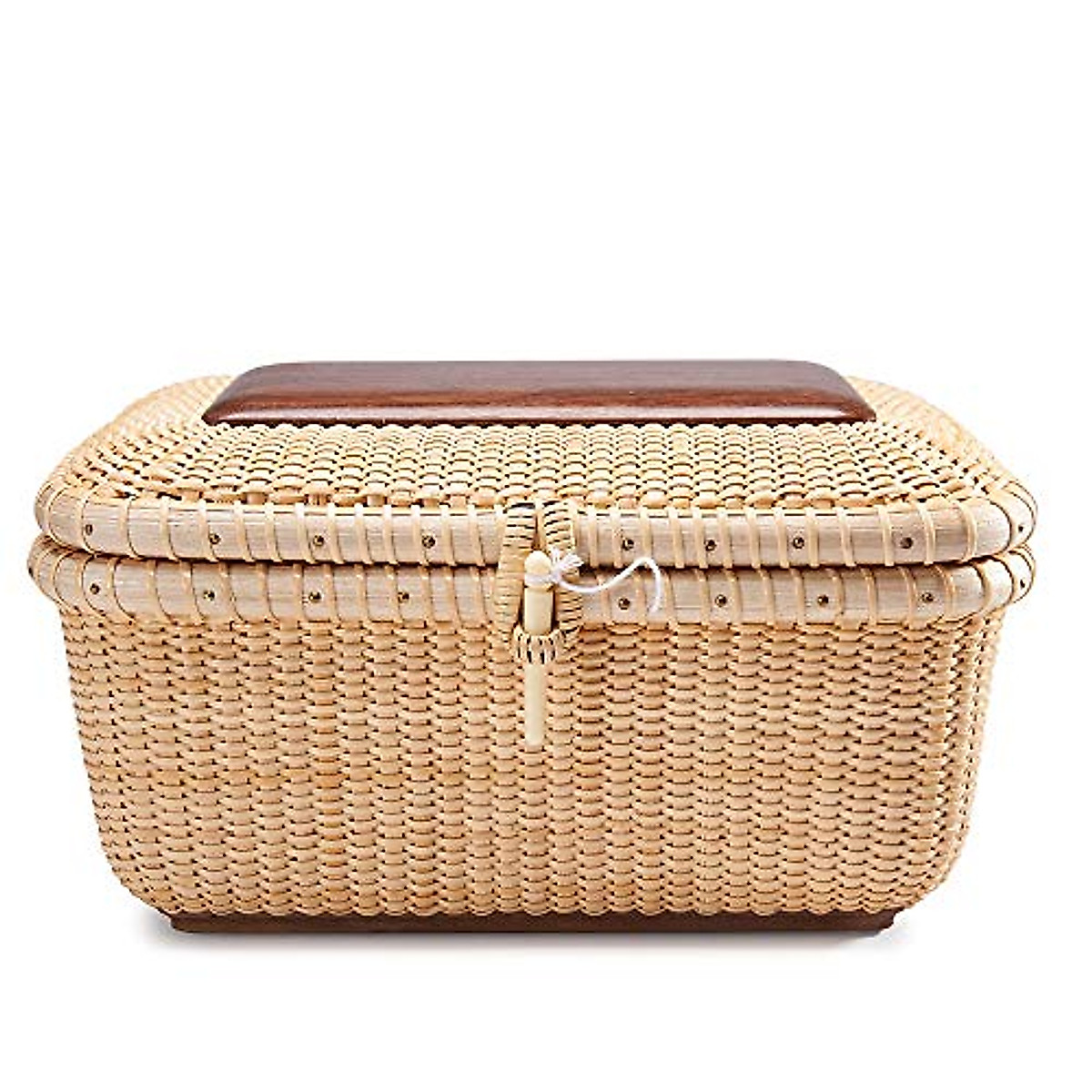 Teng Tian Nantucket baskets Rectangular Handwoven rattan Storage Basket Set with Lid for Shelves and Home Organizer Bins (S)