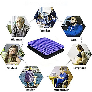 Gel Support Cushion，Gel Seat Cushion,with Non-Slip Cover,Help for Relieving Back Pain ,use for The Car,Office,Wheelchair (Blue)