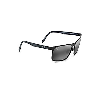 Maui Jim Men's Wana Polarized Rectangular Sunglasses, Matte Black/Neutral Grey, Large