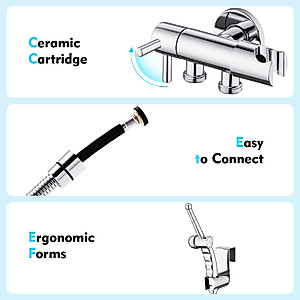 CREA Handheld Bidet Sprayer for Toilet,Adjustable Jet Sprayer Toilet Bidet Attachment,Ergonomic Hand Held Sprayer with Bidet Hose for Feminine Wash Cloth Diaper Sprayer Set,Stainless Steel Chrome