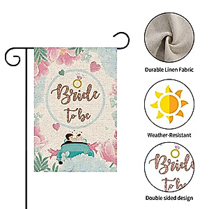WeBenison Bride to Be Garden Flag/Bridal Shower Yard House Lawn Sign/Engagement Door Yard Lawn Sign Decor/Bachelorette Party Outdoor Decorations, Double Side Burlap