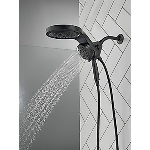Delta Faucet HydroRain 5-Spray H2Okinetic Dual Shower Head with Handheld Spray, Black Shower Head with Hose, Handheld Shower Heads, Detachable Shower Head, 1.75 GPM Flow Rate, Matte Black 58680-BL