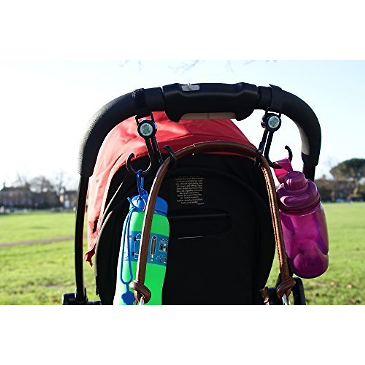 Clearance Stroller Hook Organizer - 2 Pack with 2 Double Multi Purpose Buggy Hooks (Blue) - Universal Fit for All Strollers - Pram, Pushchair, Stroller Accessory-Hanger for Baby Diaper Bags, Groceries