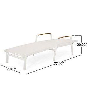 Christopher Knight Home Teresa Outdoor Aluminum Chaise Lounge with Mesh Seating (Set of 2), White