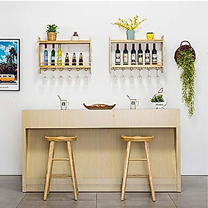 Modern Wall Mount Wine Rack for Restaurants Bars Kitchen, Metal Gold Wine Bottle Rack Wine Stemware Rack Goblet Holder, 2 Tiers Rustic Wall Floating Shelves (Size : 60×20×55cm)