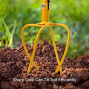 Hand Tiller Garden Tiller, Manual Twist Tiller with Long Handle, Garden Tiller Claw Cultivator Lawn Aerator Soil Ripper for Gardening Bed and Plant Box, 3 Adjustable Height