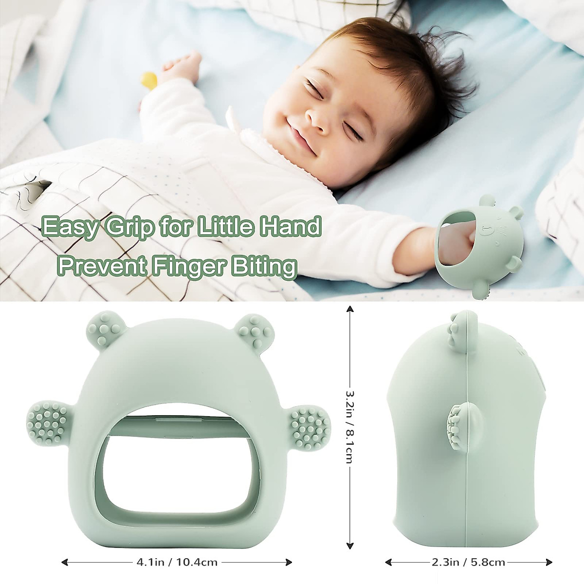 Teething Toys for Babies Over 3 Months Anti-Drop Cute Bear Teething Mitten Wrist Hand Teether Chew Toys for Infants Sucking Needs, Baby Teething Relief BPA-Free, 3 Pack