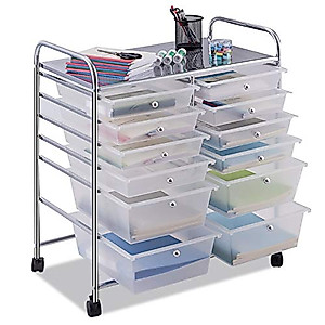 Giantex 12 Drawer Rolling Storage Cart Tools Scrapbook Paper Office School Organizer (White)