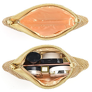 Valleycomfy Bling Evening Clutch Bag for Women Lady Girl Bride Rhinestone Purse For Prom Cocktail Party Wedding Engagement, Gold