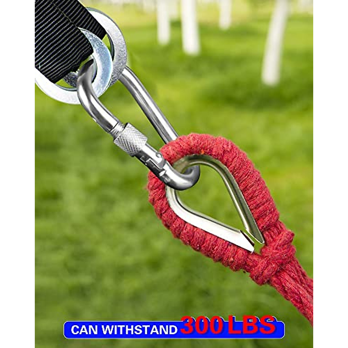 JMKIN Swing Tree Straps,Tree Swing Straps Hanging KKT,2pcs 19.68INCH Tree Straps with/ Safety Lock Snap Carabiner Hooks 2200lbs for Swing Hammocks Seat Pulley System Gym Equipment