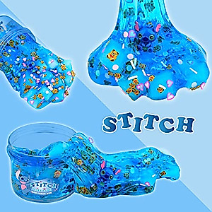 Keemanman Slime Kit - 3 Pack Jelly Cube Clear Crunchy Slime with Stitch, Watermelon and Pineapple Charms, Preppy and Aesthetic Stuff, Cute Stress Toys and Cool Birthday Gifts Ideas for Girls and Boys