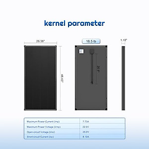 Alrska 170 Watt 12 Volt Shingle-Tech Cell Monocrystalline Solar Panel High Efficiency Solar Module for RV Trailer Camper Marine Off Grid