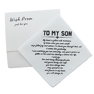 Wedding Handkerchief to My Son Gift from Mom or Dad, White Handkerchiefs from Parents in Wedding Keepsake For Perfect Moments