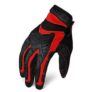 Ironclad EXO Motor Impact Glove; Work Gloves, TPR Impact Protection, (1 Pair), EXO2-MIGR-03-M,Black & Red