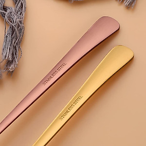 MINGYU 7.87-Inch Ice Tea Spoons Long Handle, Stainless Steel Ice Cream Spoon Matte Finish Colorful Cocktail Stirring Spoons Set of 12, 6