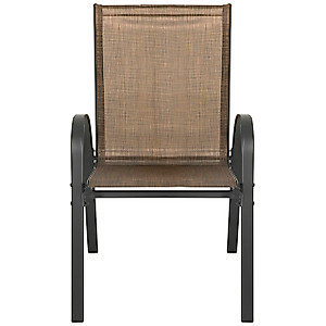 NUU GARDEN Patio Dining Chairs Set of 4, Outdoor Stackable Dining Chairs with High Back, All Weather Textilene Patio Chairs, Metal Frame and Breathable Garden Outdoor Chairs for Backyard Deck, Brown