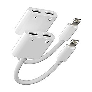 2pack,Compatible for iPhone Headphone Adapter Double Compatible with Lightning Port to Audio Jack and Charger Earphone Charging Splitter 11 12Mini pro xs xr 7 8 for ipad Connector Converter for Apple