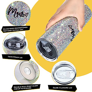 Bling Diamond Mrs Tumble Cup Bridal Insulated Tumbler with Reusable Straw Bride Miss to Gift Maid of Honor for Bridal Shower Engagement Gift Bachelorette Party(AB Color, Stylish Style)