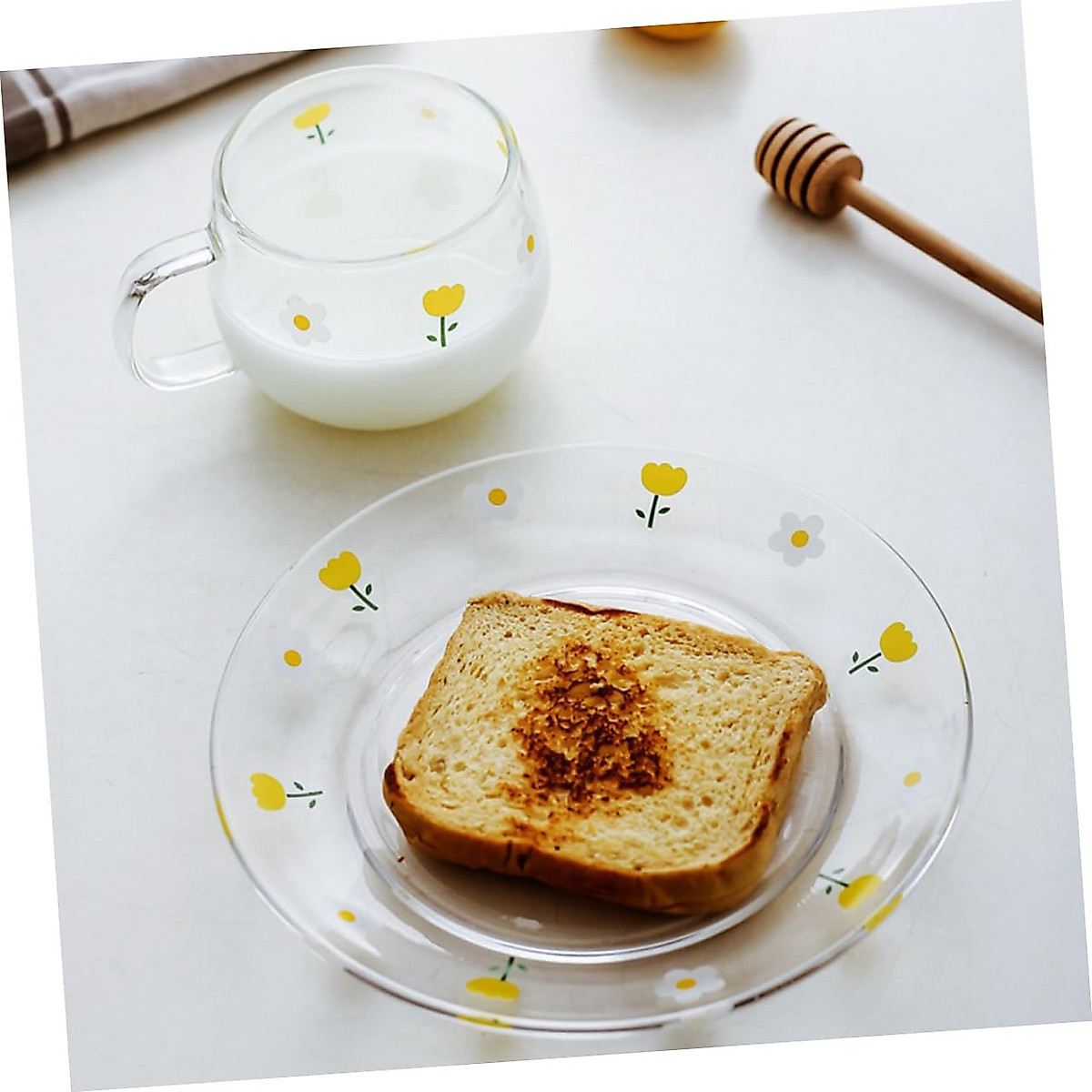 NOLITOY 4 Pcs Tulip Flower Glass Plate Glass Dessert Plate Transparent Salad Plate Food Serving Plate Kitchen Salad Plate Glass Salad Plate Fruits Plate Household Tableware