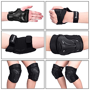 Adult Knee Elbow Pads Skating:BOSONER Adult/Child Knee Pad Elbow Pads Guards Protective Gear Set for Roller Skates Cycling BMX Bike Skateboard Inline Skatings Scooter Riding Sports