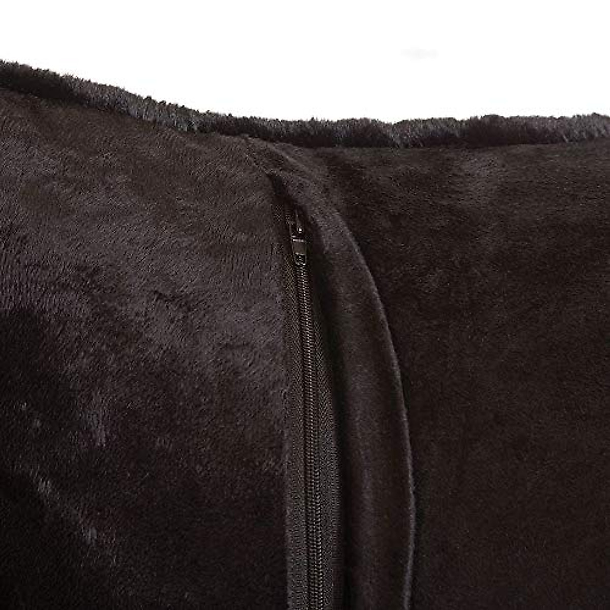 North End Decor Faux Fur Throw Pillow 18"x18" with Insert, Black Striped Mink