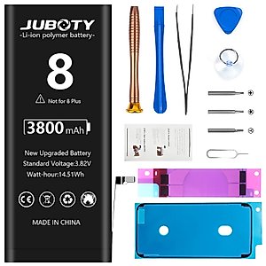 JUBOTY 3800mAh Battery for iPhone 8, Li-ion Internal New Upgrade 0 Cycle High Capacity Replacement Battery for iPhone 8 Model A1863 A1905 A1906 with Professional Repair Tool Kit