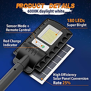 Linkloos Solar Street Lights Outdoor Waterproof, 4-Pack 1000lm 180 LEDs, Solar Flood Light Dusk To Dawn, Solar Parking Lot Lights with Security Motion Sensor Remote Control For Garage, Yard, Barn