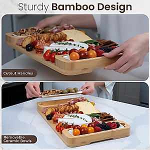Bambüsi Charcuterie Board Gift Set - Cheese Board & Serving Tray - Large Bamboo Charcuterie Boards - Unique for Women - Housewarming Gifts for New Home, Wedding Gifts for Couples 2024