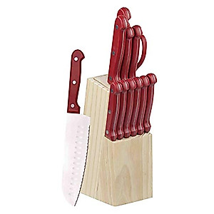 Home Basics KS44845 Block in Knife Set (13 Piece), One Size, Red