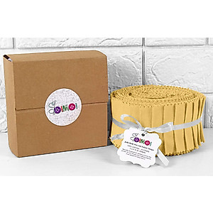 Soimoi 40Pcs Solid Goldenrod Precut Fabrics Strips Roll Up 2.5 Inches Cotton Jelly Rolls for Quilting