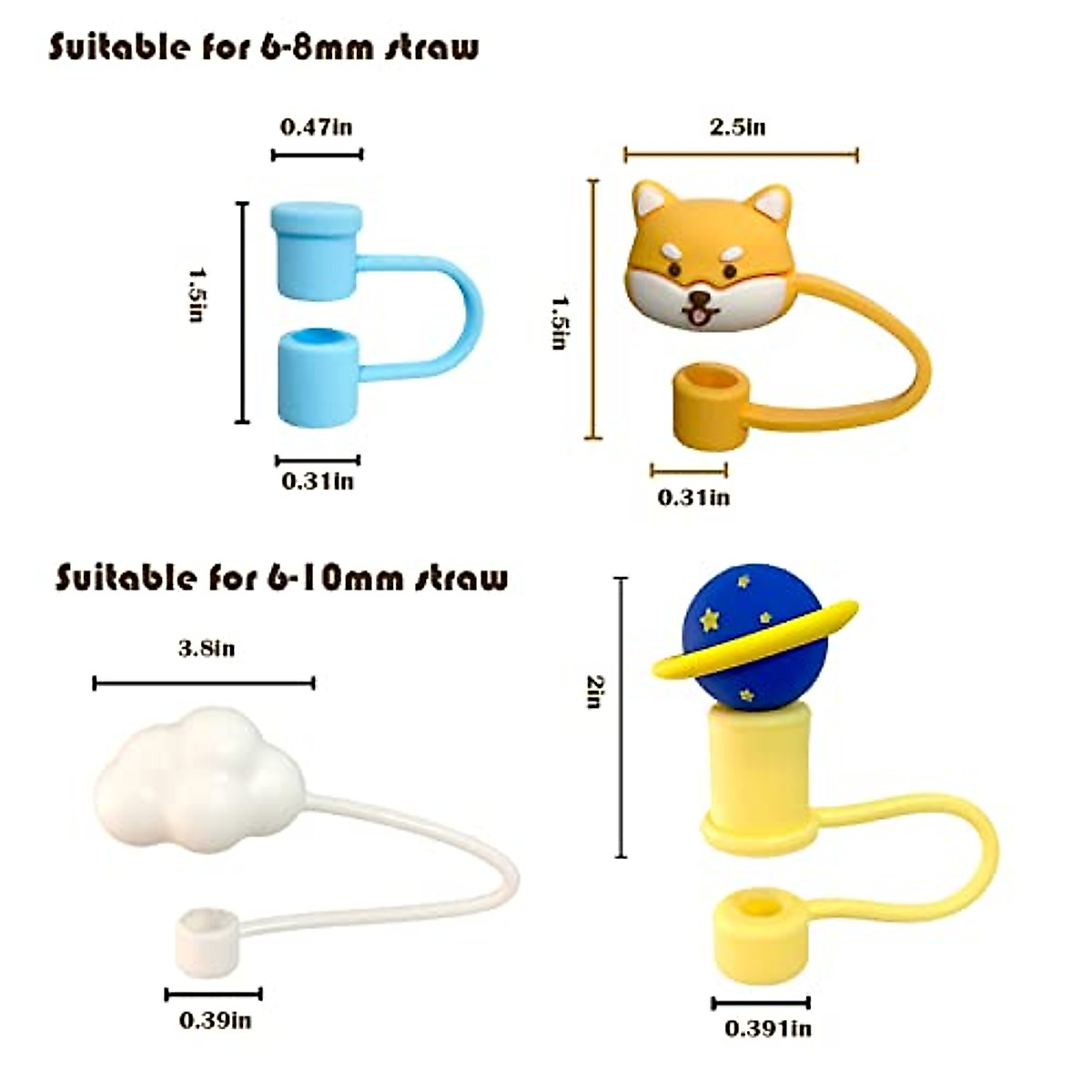 16pcs Straw Covers, Silicone Straw Covers Caps, Cute Straw Covers for Reusable Straws, Straw Tips Cover Drinking Straws and Party Birthday Party Gifts