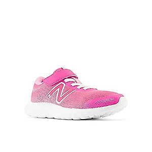 New Balance Girls DynaSoft 520 V8 Bungee Running Shoe, Hi-Pink/White/Signal Pink, 2 Little Kid