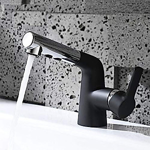 NANZU Kitchen & Bath Fixtures Taps Faucet,All Copper Black Basin Faucet Universal Rotating Pull Faucet with Spray Gun Wash Basin Hot and Cold Water Mixer