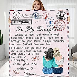 KERAOO to My Daughter Birthday Gifts, Daughter Flannel Throw Blankets Gift, Mother's Day Wedding Christmas Graduation Gift for Daughters from Mom (Daughter Gift-08, 60"X50")