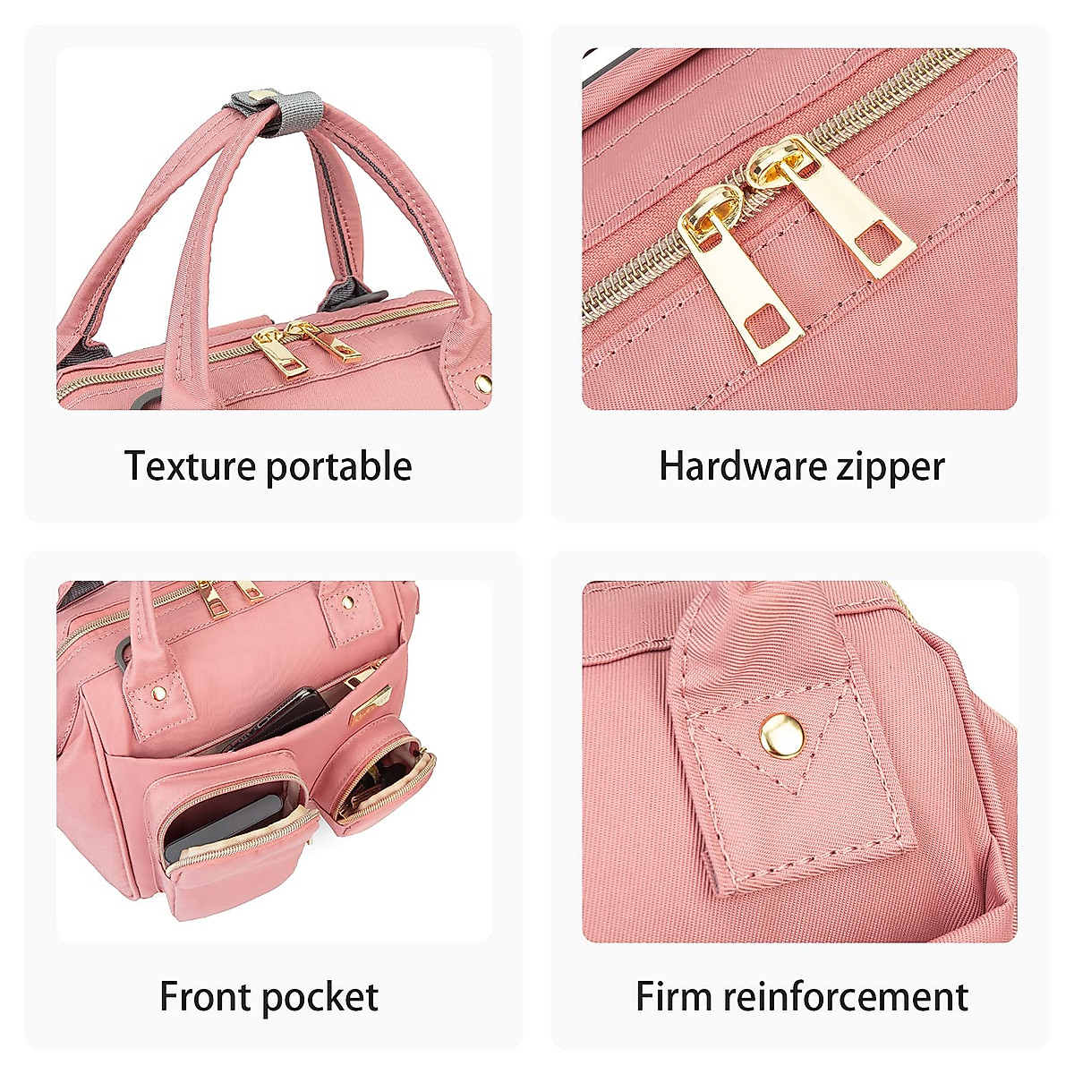 Lmbabter Baby Diaper Bag Backpack Waterproof Multi-Function Convertible Mini Smart Diaper Bag Backpack for Outdoor (Pink)