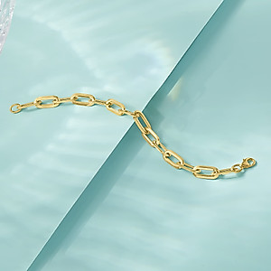 Ross-Simons Italian 18kt Yellow Gold Paper Clip Link Bracelet. 8 inches