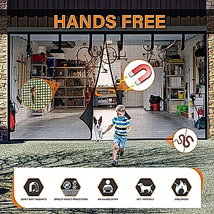Garage Door Screen for 1 Car 9x7Ft - Magnetic Closure, Reinforced Fiberglass Mesh, Heavy Duty Weighted Bottom, Hands-Free Operation, Easy Assembly & Pass-Through