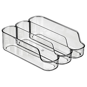 mDesign Small Plastic Kitchen Storage Divided Bin for Child/Kids Supplies - 3 Compartments to Organize Baby Food Jars, Pouches, Bottles, Sippy Cups, Cans, Pacifiers, Shampoo - Smoke Gray