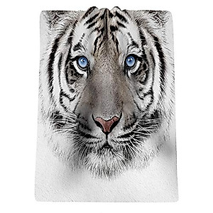 Beabes Tiger Hand Towel for Bathroom White Bengal Tiger Face Head Animal Mammal Wild Zoo Face Spa Yoga Towel 15 X 30 Inch