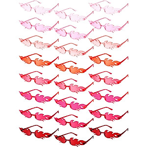 EBOOT 24 Pairs Fire Flame Sunglasses Bulk Women Rimless Fire Sunglasses Novelty Party Sunglasses for Women Men Party Accessories (8 Color)