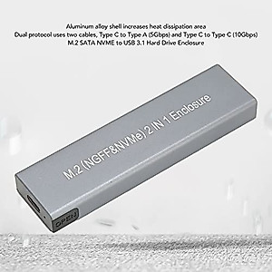 M.2 NVME SSD Enclosure Adapter Tool Free,Dual Protocol Aluminum Alloy Type C Mobile SSD Case for 2230 2242 2260 2280 M.2 SSD,Support UASP