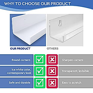 DynastyEdition White Acrylic Shelves - Set of Two 15 inch Bathroom Versatile Floating with Hardware Included Shelf Organizer Adhesive Sticker. (DD2035)