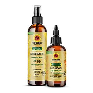 Jamaican Black Castor Oil Hair Growth Oil 118ml + Leave-In Growth Mist 237ml | With Plant-Based Boosters Almond, Avocado & Jojoba Oils | Feeds Hair Follicles | Prevents Breakage & Excess Hair Loss