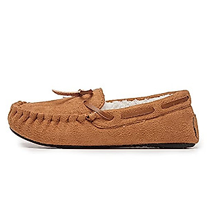 Lucky Brand Boy's Micro-Suede Cozy Moccasin Slippers with Faux Sherpa Lining