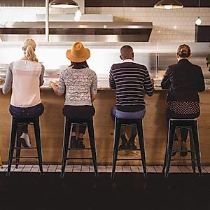 FDW Set of 4 Bar Stools 30 Inches Metal Bar Stool Counter Height Bar StoolsPatio Stool Stackable Barstools Kitchen Counter Stool Indoor/Outdoor Stool Metal Bar Stools Moden Dining Chairs