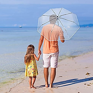 2 Pcs Clear Umbrella Transparent Portable Umbrella Compact Foldable Umbrella Manual Open Close Folding Umbrellas for Wedding Travel, Dating(Black, White)