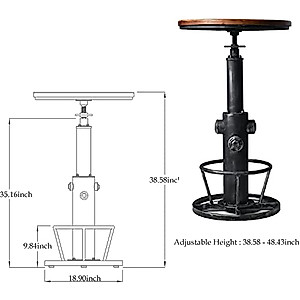 LOKKHAN 3-Piece Bar Table (38.6"-48.4") & 2 Backrest Stools (24"-30") Set for Pub Kitchen Dining Living Party Bistro Breakfast, Swivel Top, Height Adjustable, Most Weld, Space-Saving